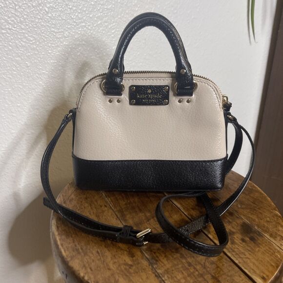 kate spade | Bags | Kate Spade Black Cream Colorblock Mini Wellesy ...